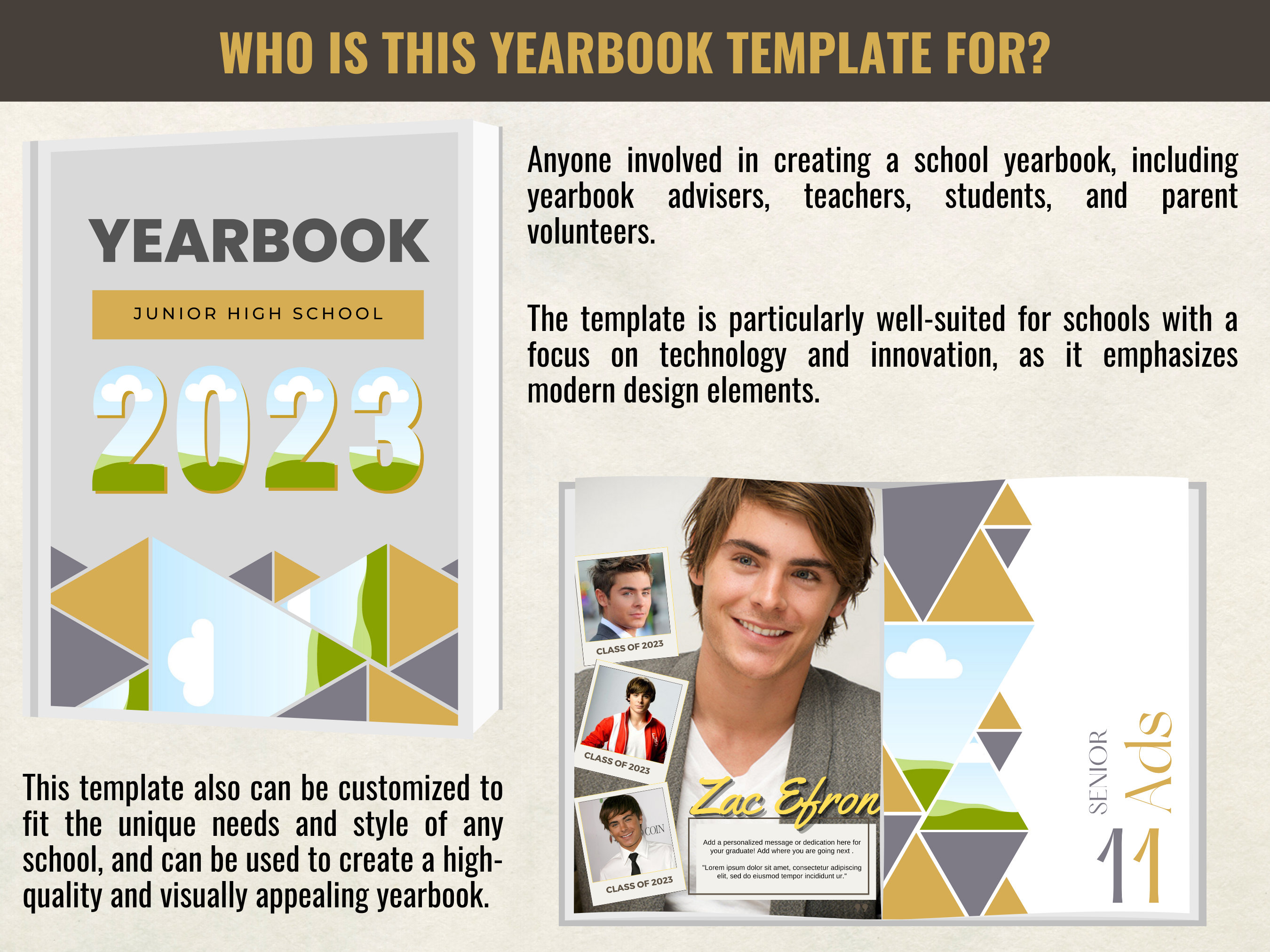 Preserve Memories With Our Senior Year Yearbook Template With Modern ...