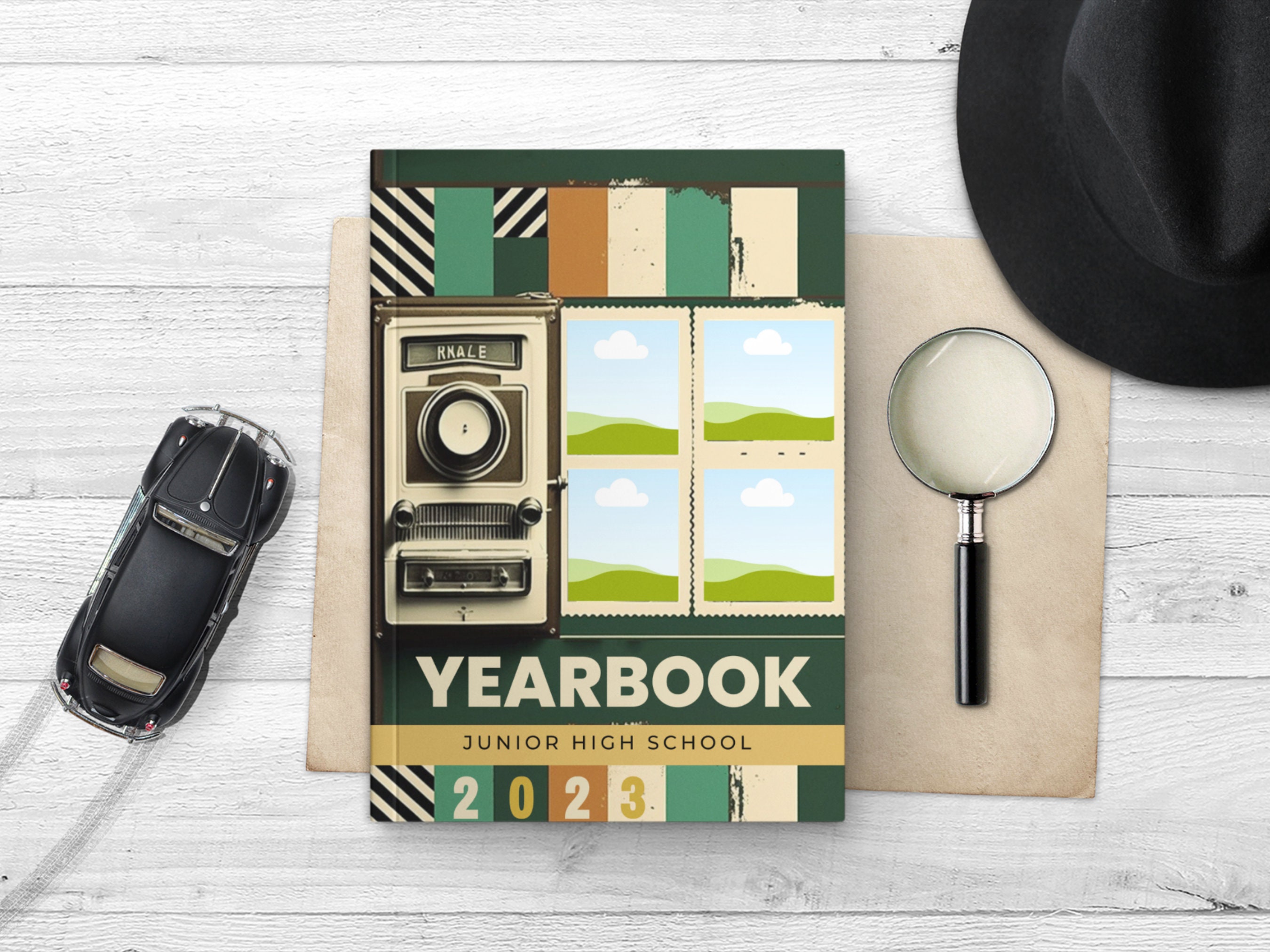 Yearbook Cover Template With Retro Revival Theme, Senior High School ...