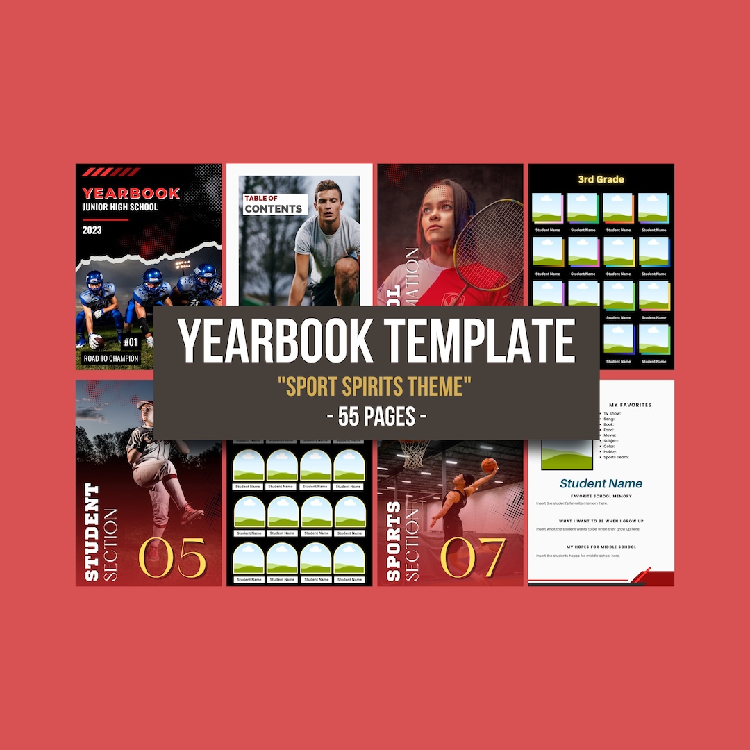 DIY College Yearbook Template With Sport Spirits Theme - Preserve Your ...