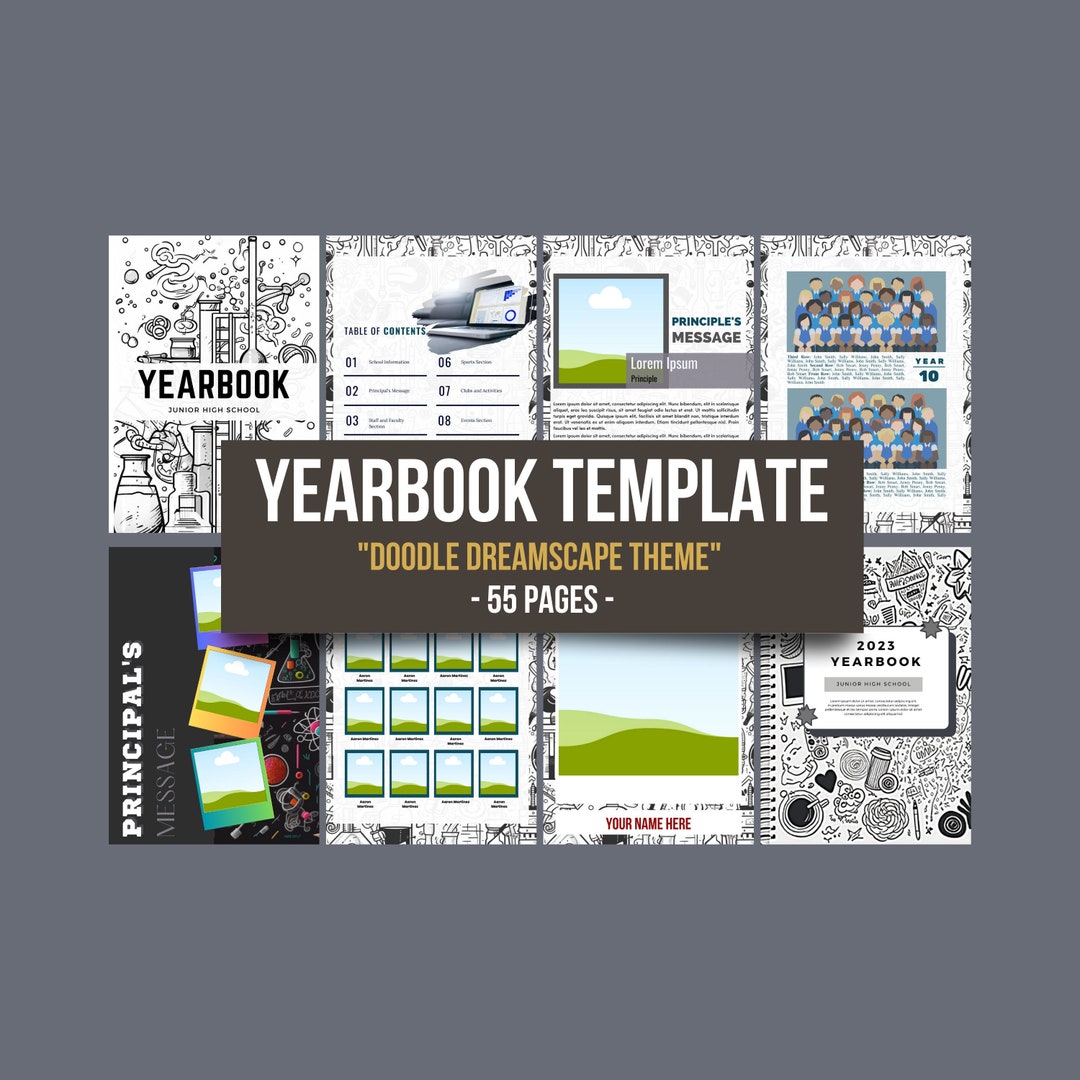 Class Reunion College Yearbook Template With Doodle Dreamscape Theme - Etsy