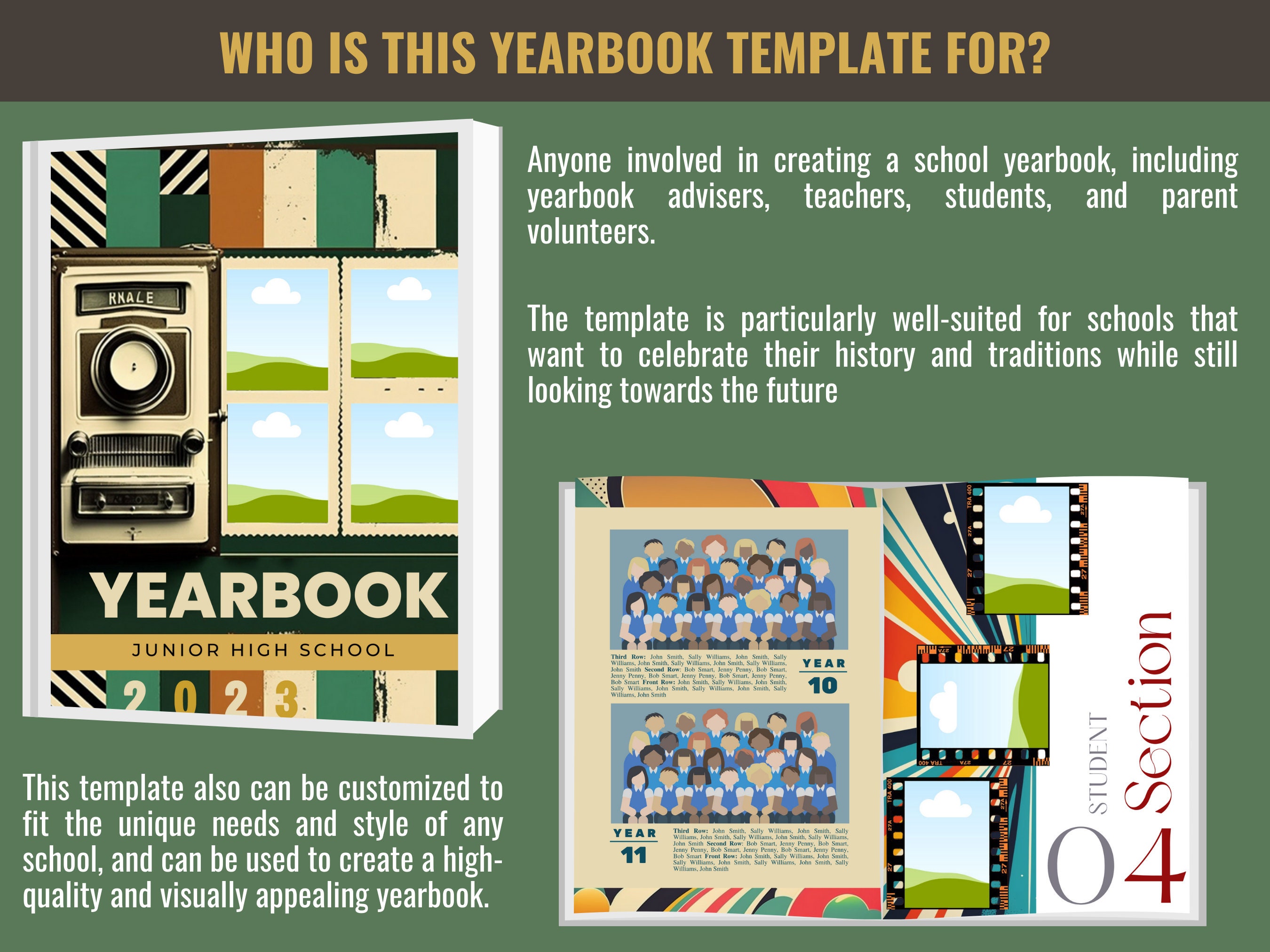 Nostalgic High School Yearbook Template With Retro Revival Theme - Etsy
