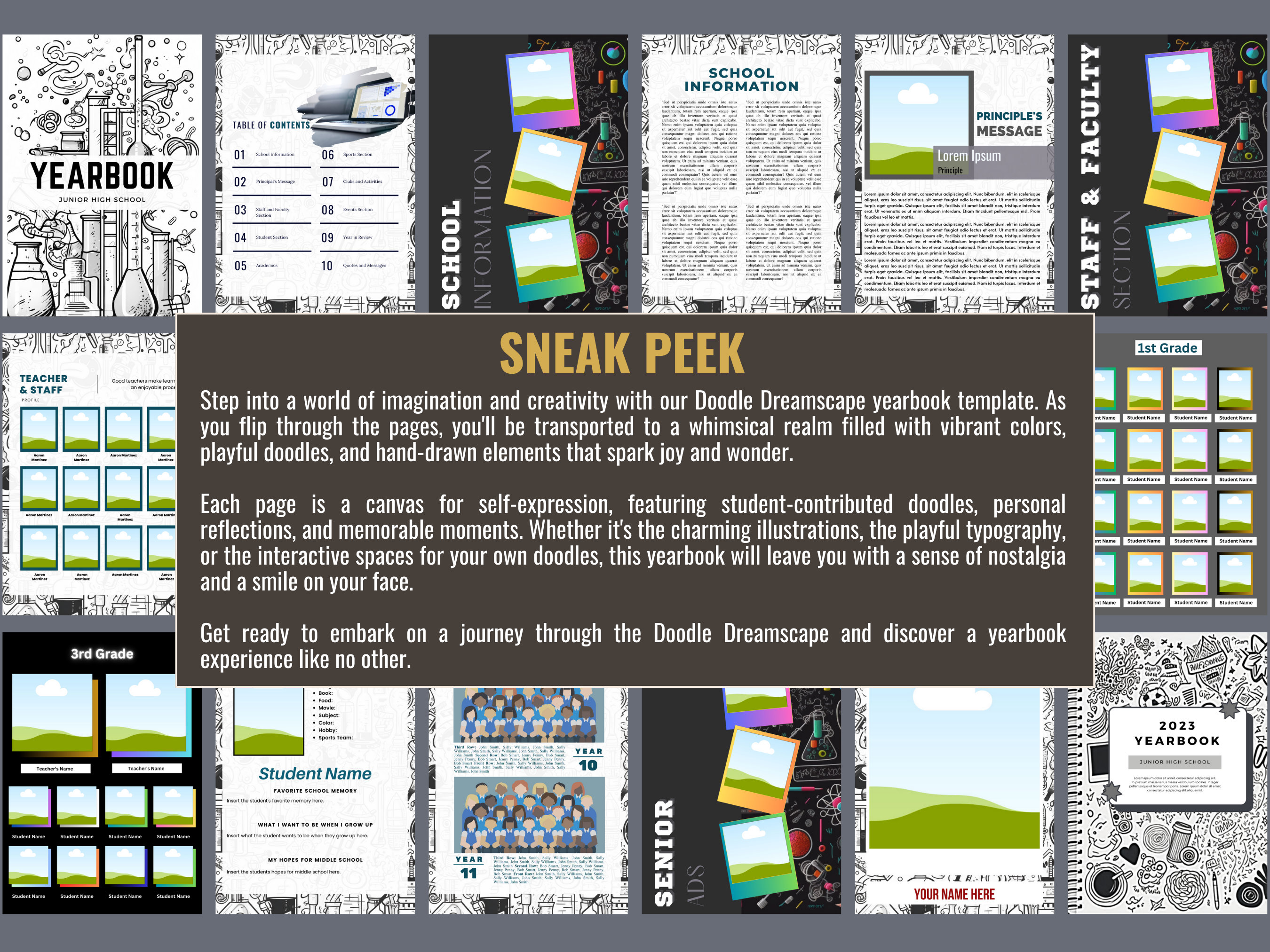 Class Reunion College Yearbook Template With Doodle Dreamscape Theme - Etsy