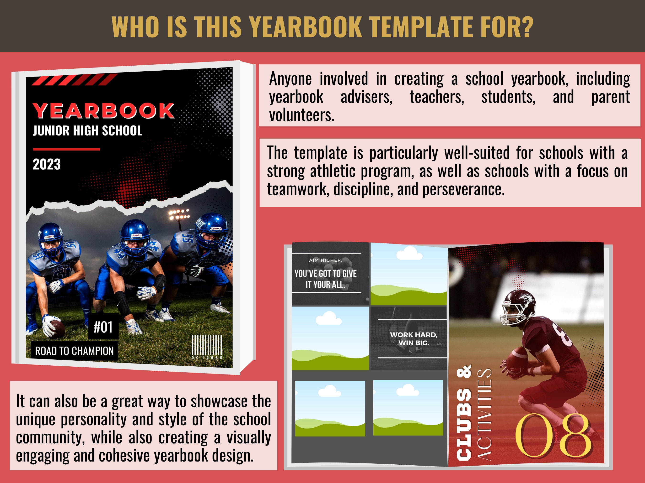 DIY College Yearbook Template With Sport Spirits Theme - Preserve Your ...