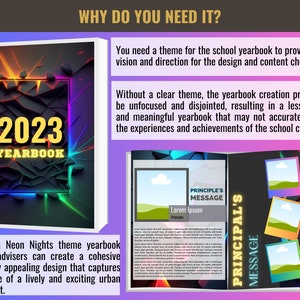 Photo-inclusive Elementary School Yearbook Template With Neon Night ...