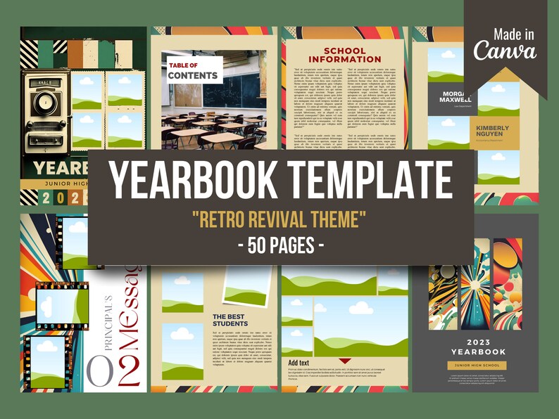 Nostalgic High School Yearbook Template With Retro Revival - Etsy