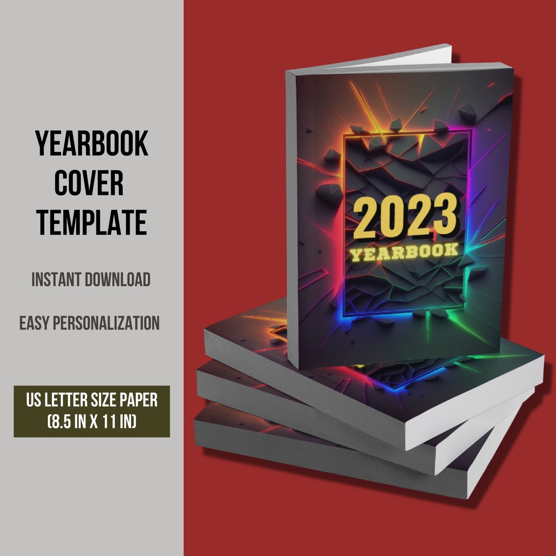 Yearbook Cover Template With Neon Nights Theme, Senior High School ...