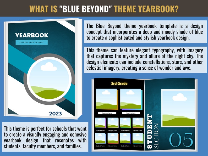 Blue Beyond Yearbook Template - Etsy