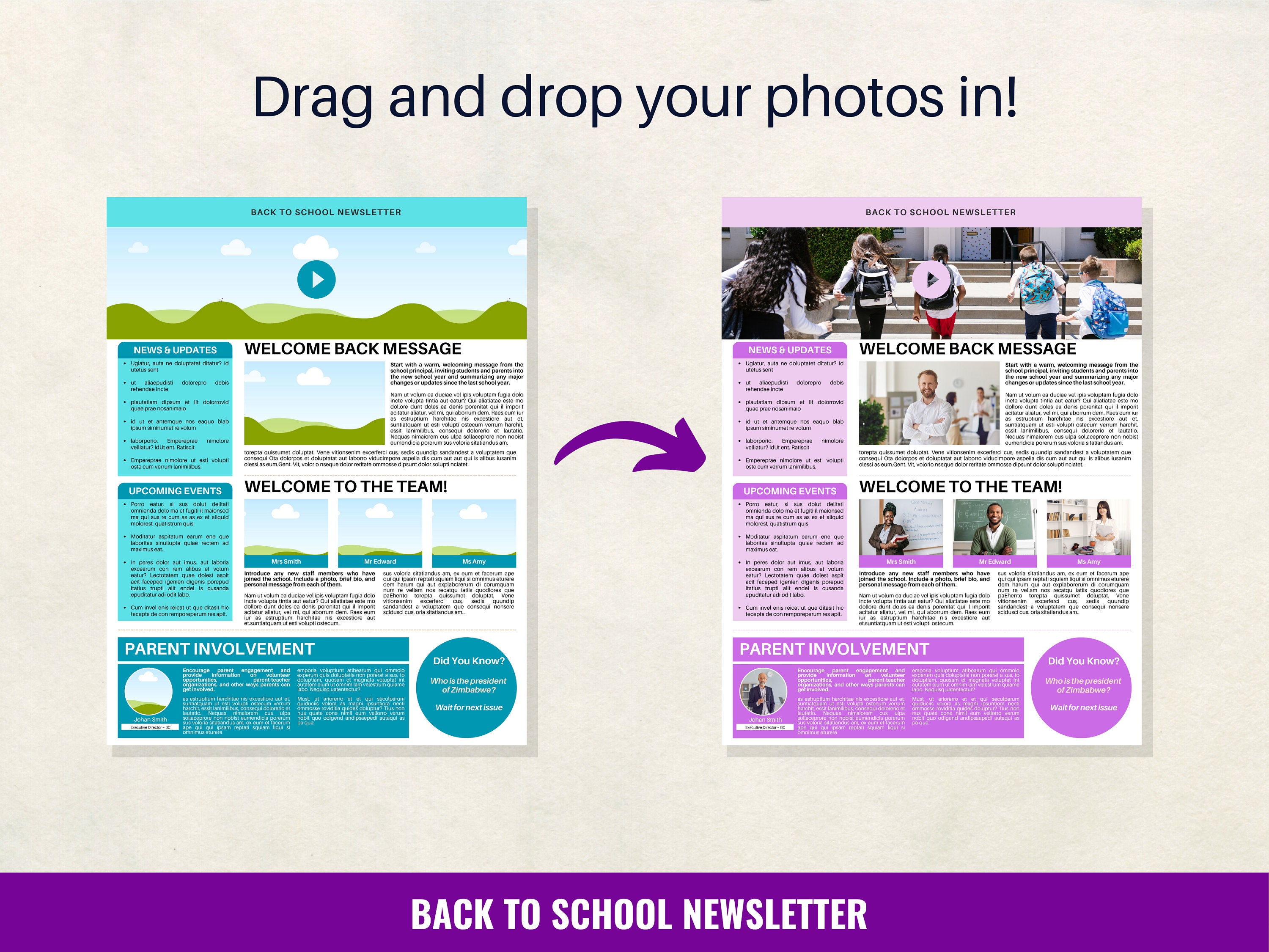Back to School Newsletter Template - Customizable Canva Design for ...