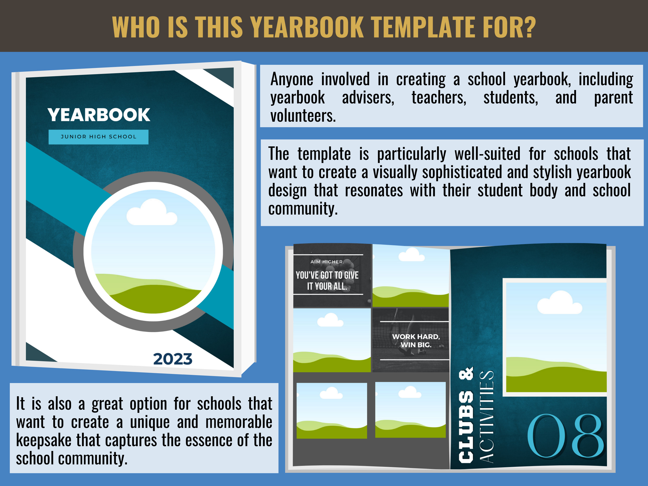 Yearbook Quotes Inspired High School Yearbook Template With Blue Beyond ...