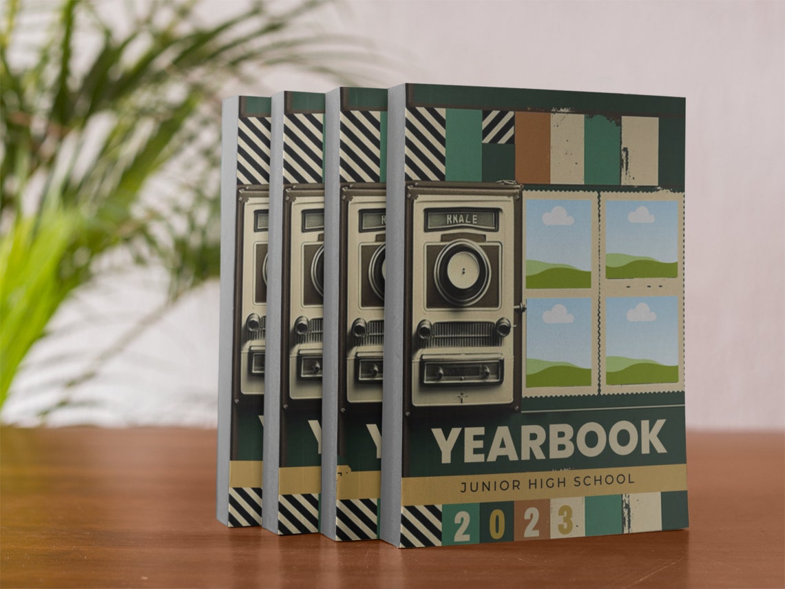 Yearbook Cover Template With Retro Revival Theme, Senior High School ...