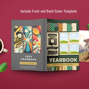 Yearbook Cover Template With Retro Revival Theme, Senior High School ...