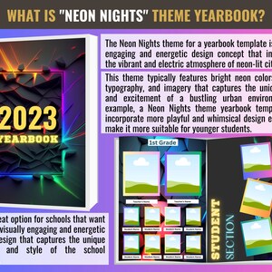 Photo-inclusive Elementary School Yearbook Template With Neon Night ...