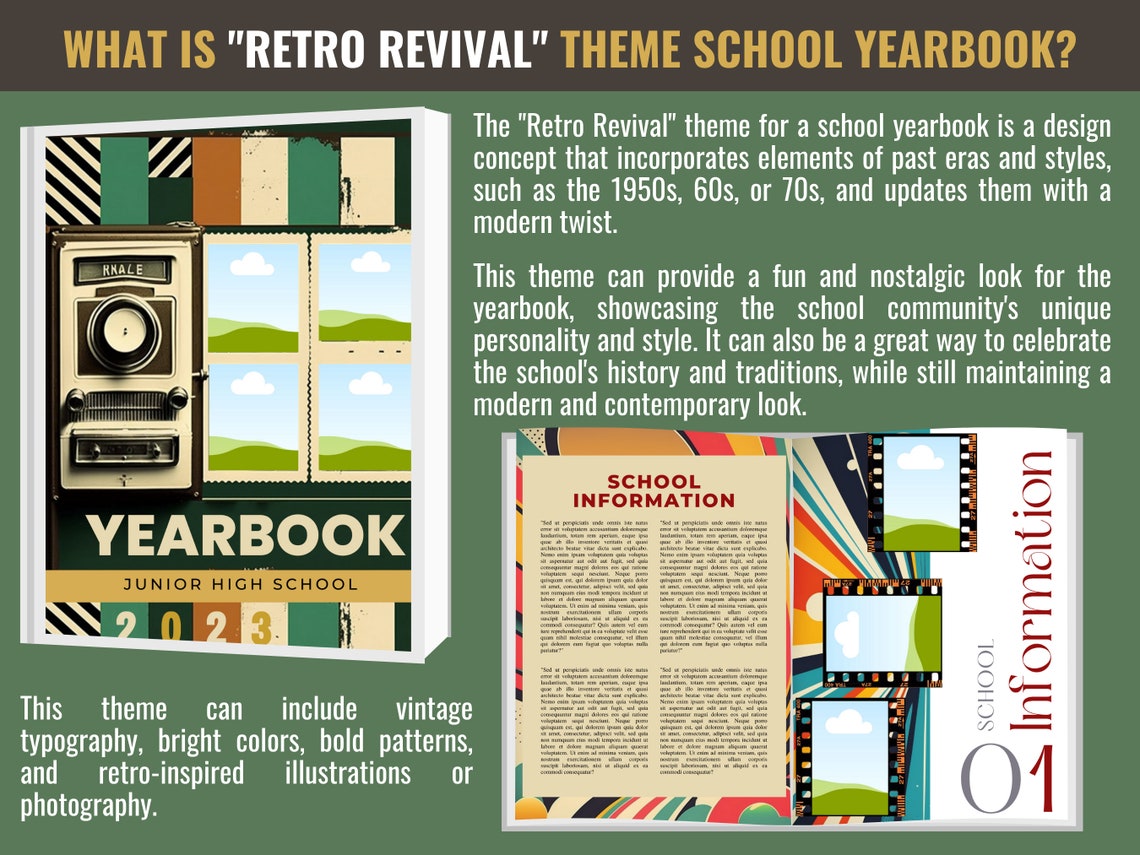 Nostalgic High School Yearbook Template With Retro Revival Theme - Etsy