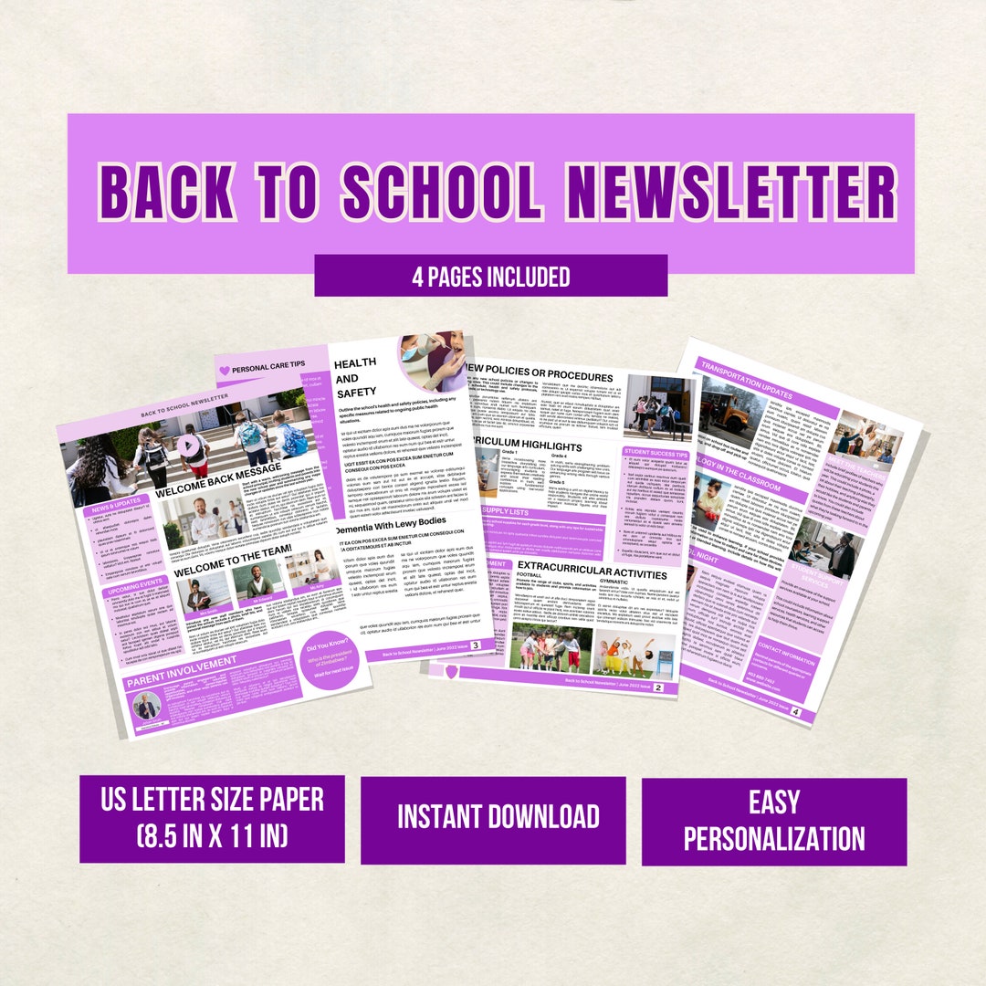Back to School Newsletter Template - Customizable Canva Design for ...