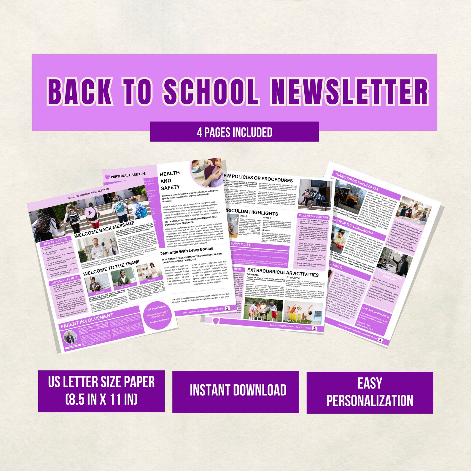 Back to School Newsletter Template - Customizable Canva Design for ...