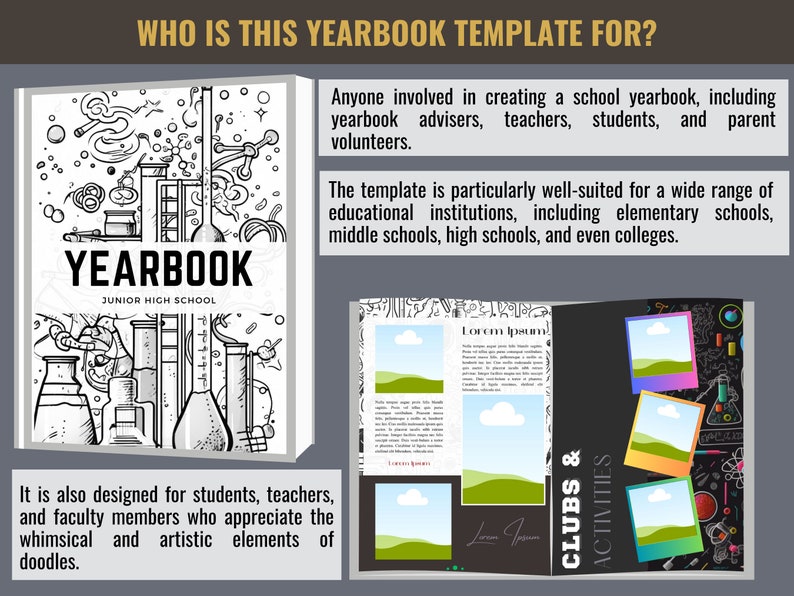 Class Reunion College Yearbook Template With Doodle Dreamscape Theme - Etsy