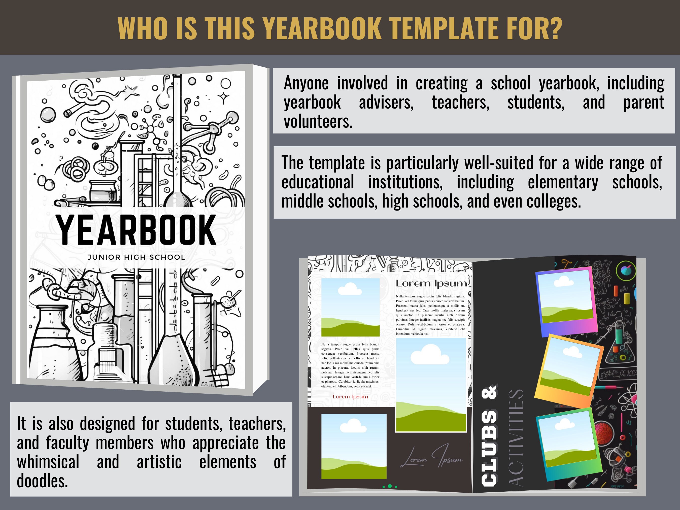 Class Reunion College Yearbook Template With Doodle Dreamscape Theme - Etsy