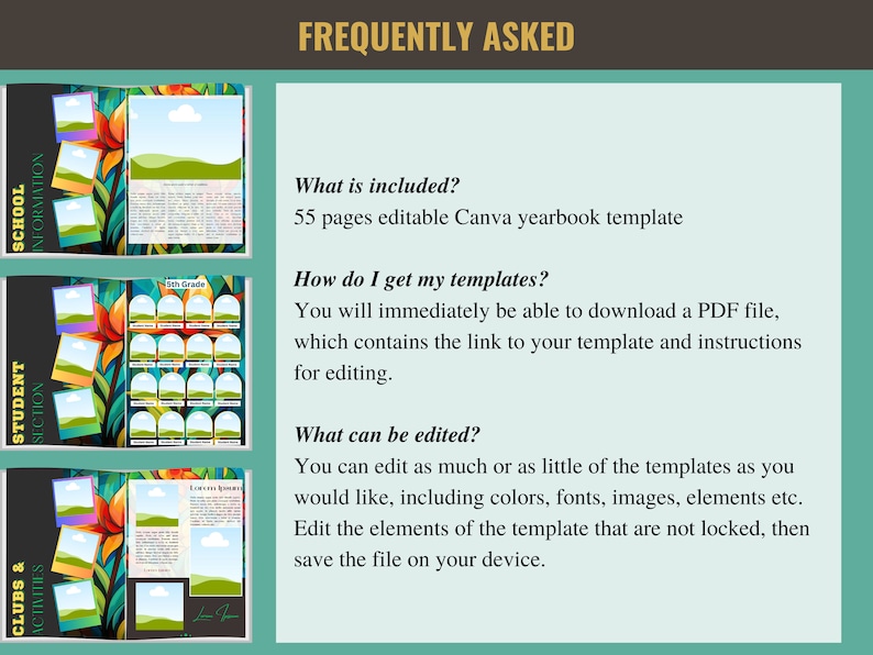 School Spirit Inspired Elementary Yearbook Template With Picasso Pop ...