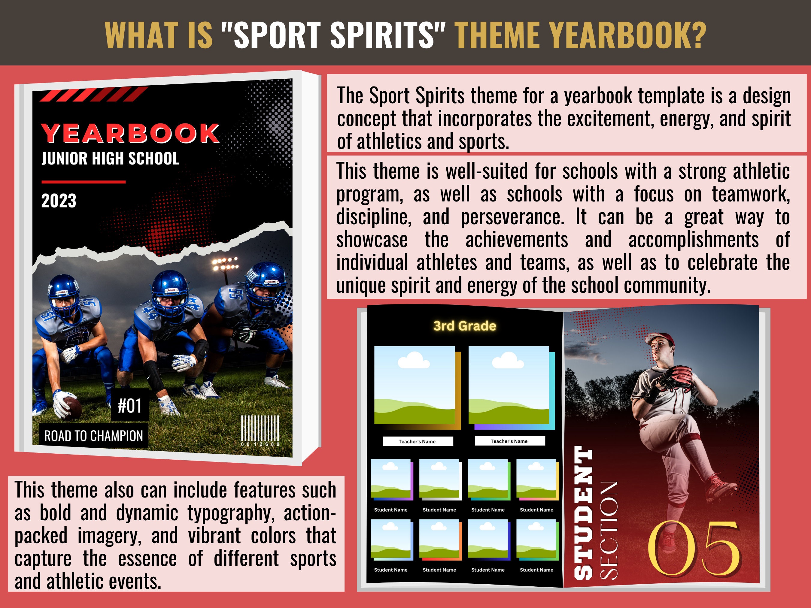 DIY College Yearbook Template With Sport Spirits Theme - Preserve Your ...