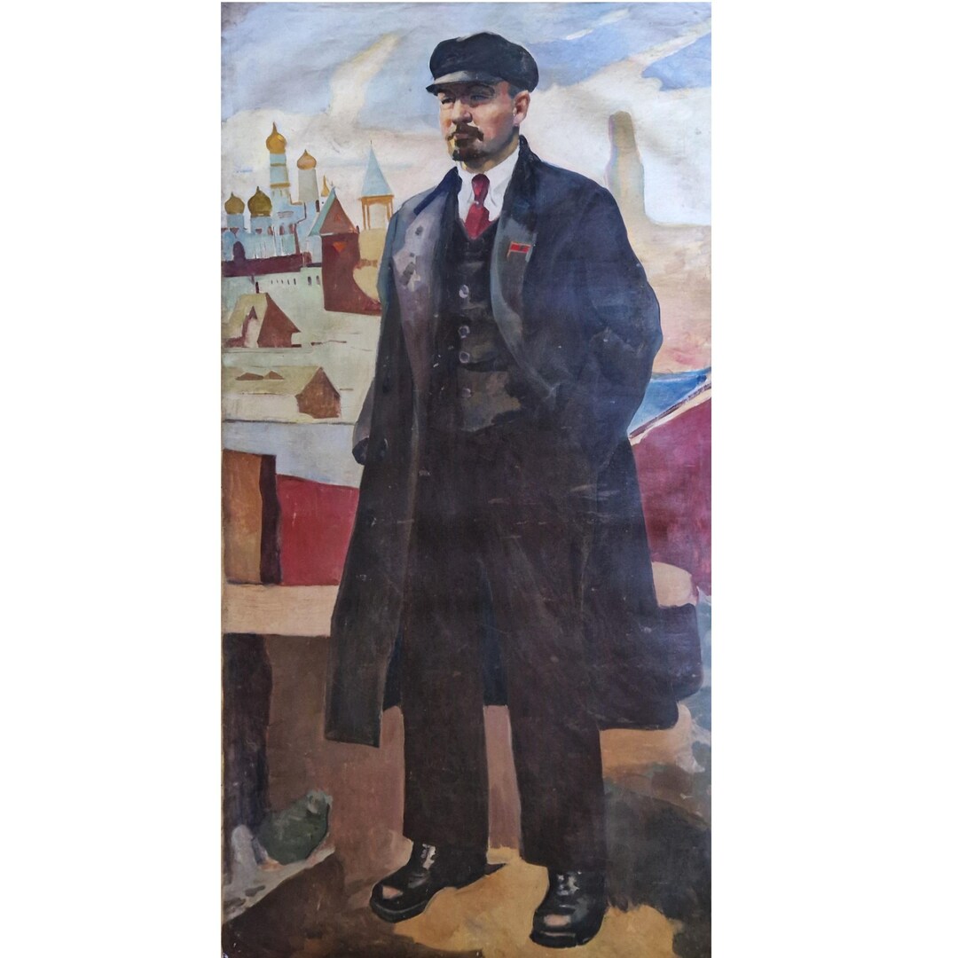 USSR Vintage Oil Painting on Canvas Agitation Original Painting, Soviet ...