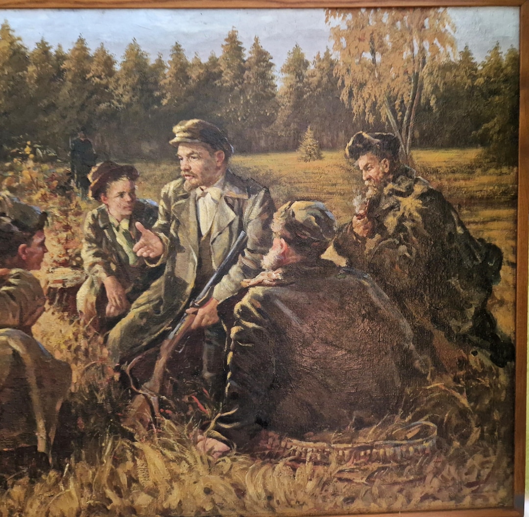 Original Vintage Oil Painting on Canvas, Propaganda USSR Soviet Leader ...