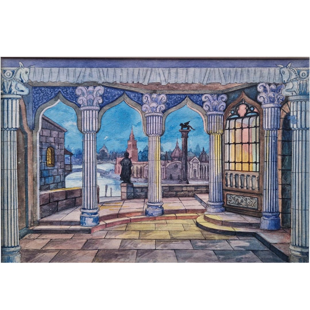 Theater Stage Design “othello” by Shakespeare Original Painting, Mid ...
