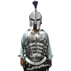 Spartan 300 Costume Medieval Roman Muscle Armor Cuirass With Helmet ...