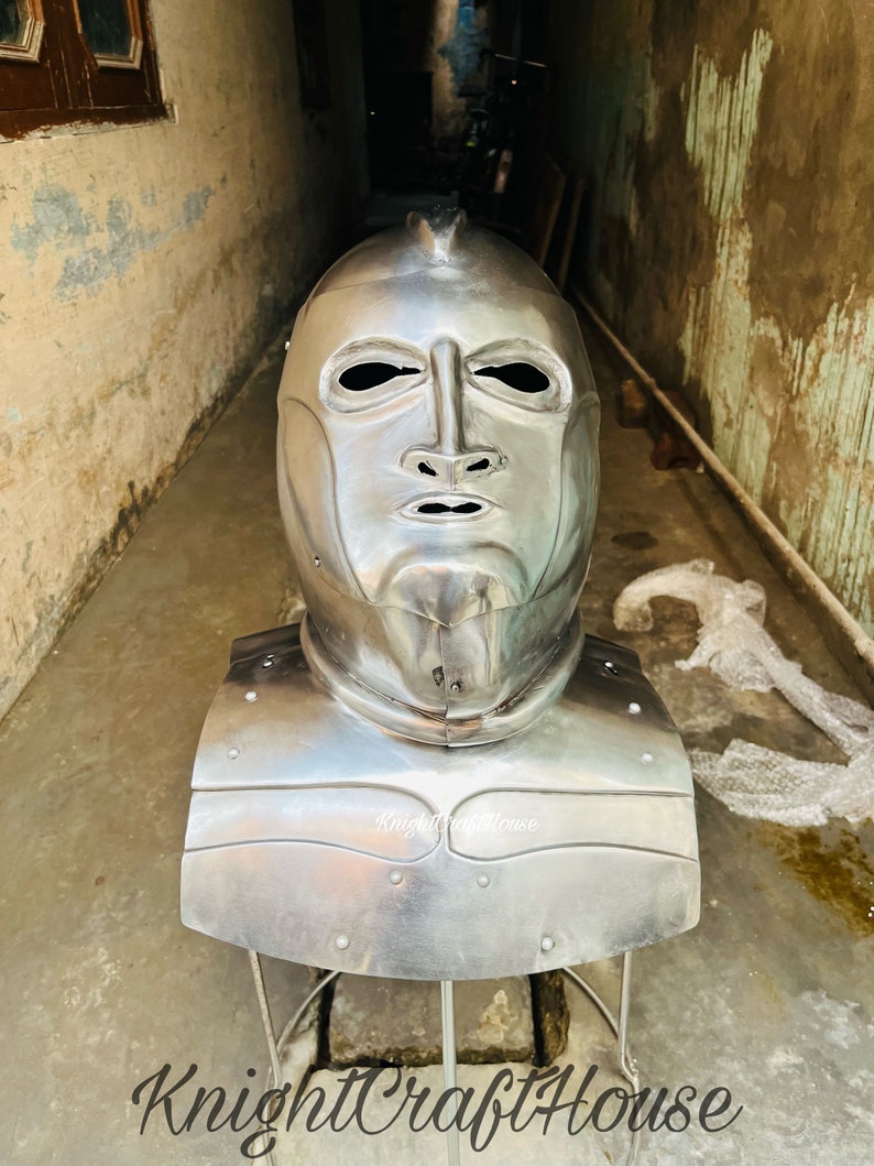 Medieval Helmet - Steel Mask Helmet With Gorget -medieval SCA LARP ...