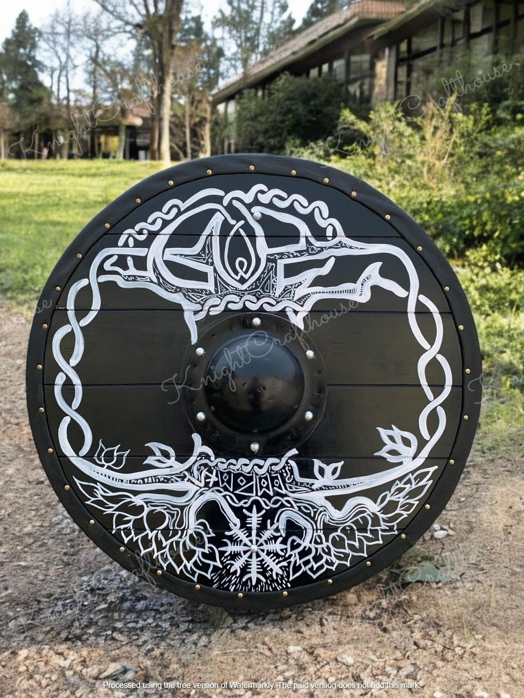 Medieval Viking Shield | Tree of Life Wall Art Shield , Wooden Round ...