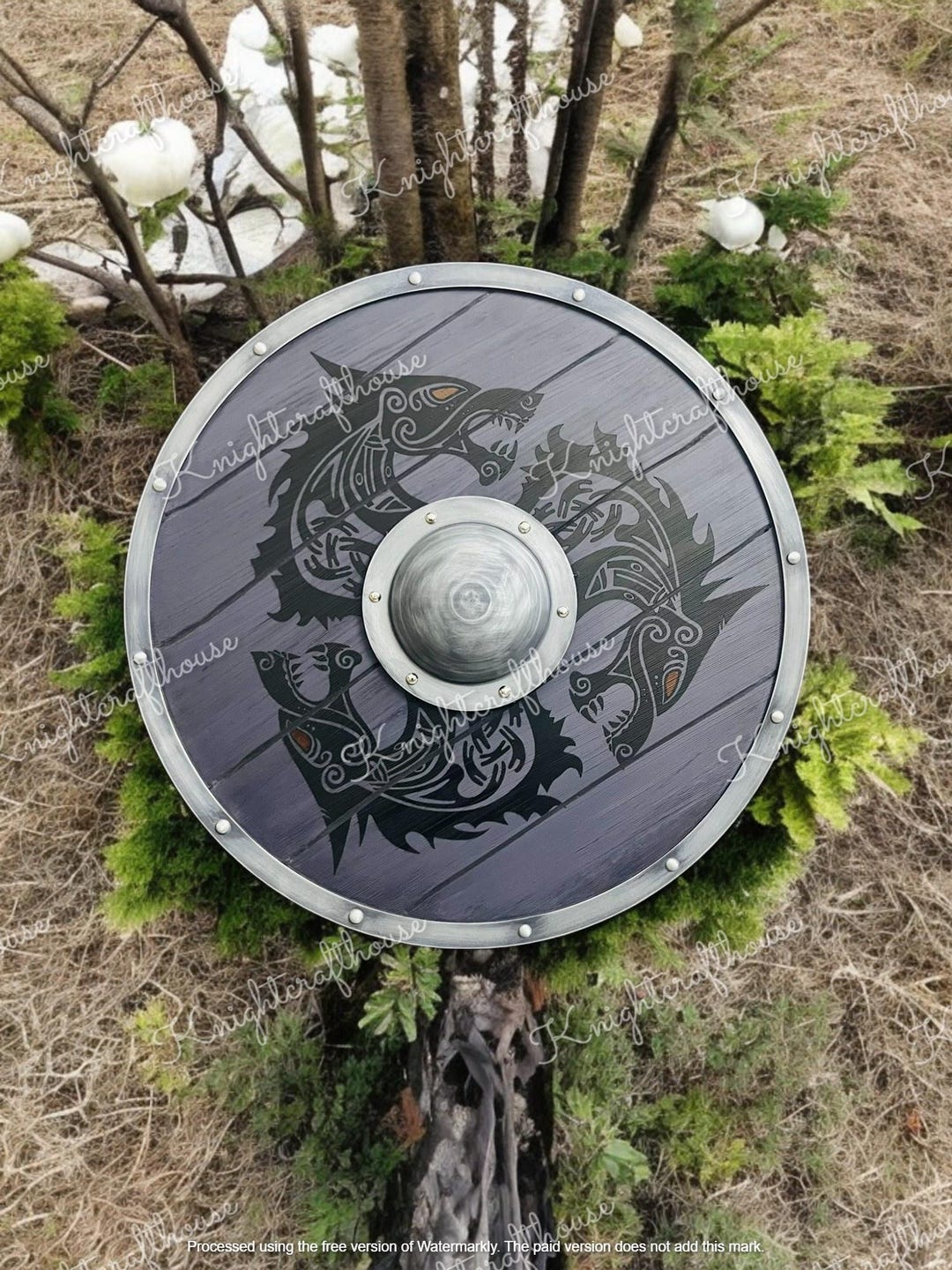 Medieval Viking Wolf Shield | Viking Fenrir Grey Wolf Norse Shield ...