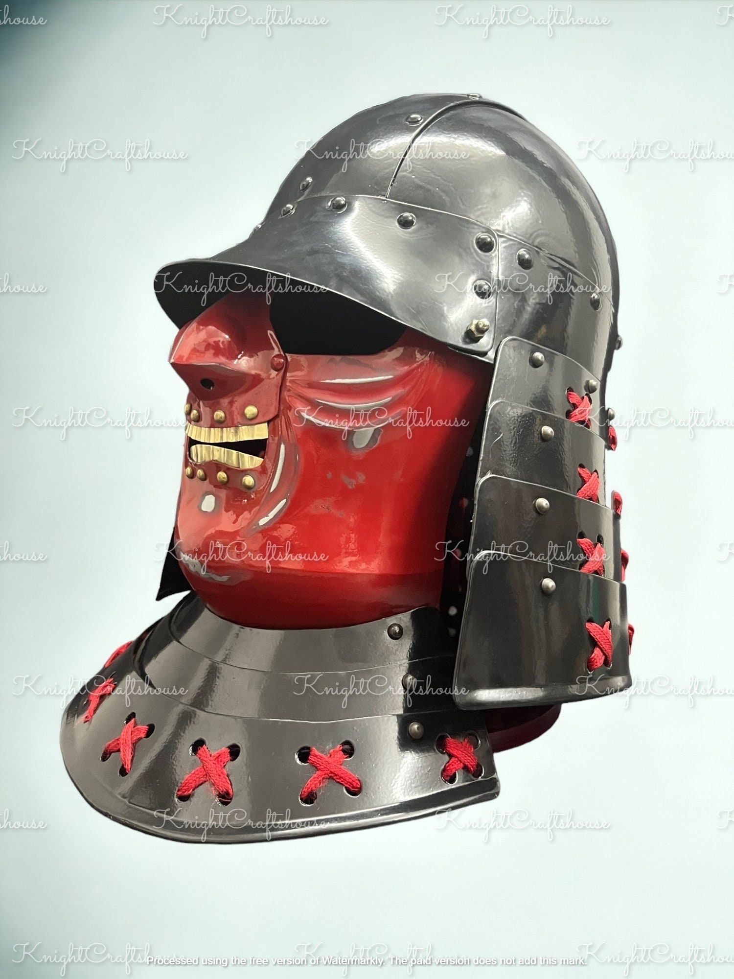 Medieval Samurai Helmet Knight SCA LARP Armor Cosplay Steel Face Visor ...