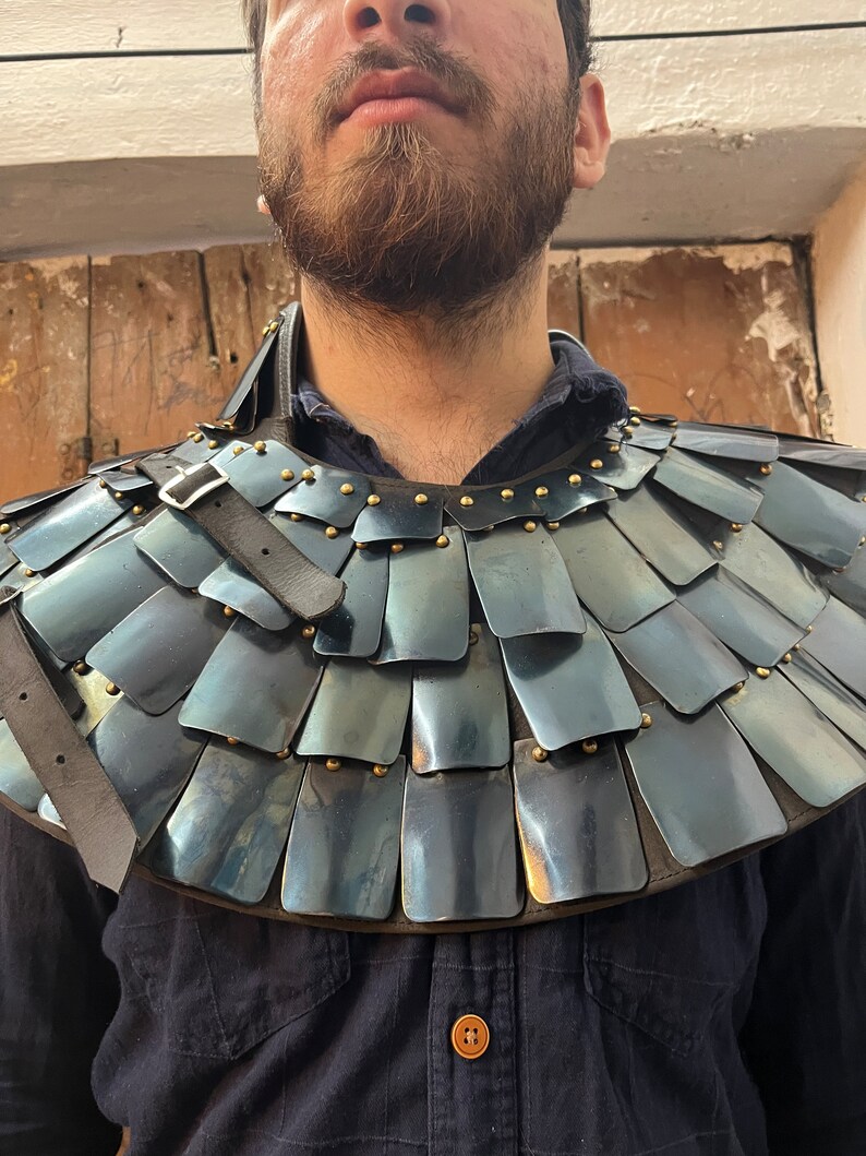 Medieval Blueing Steel Scale Aventail Armor Corset Necklace Halloween ...