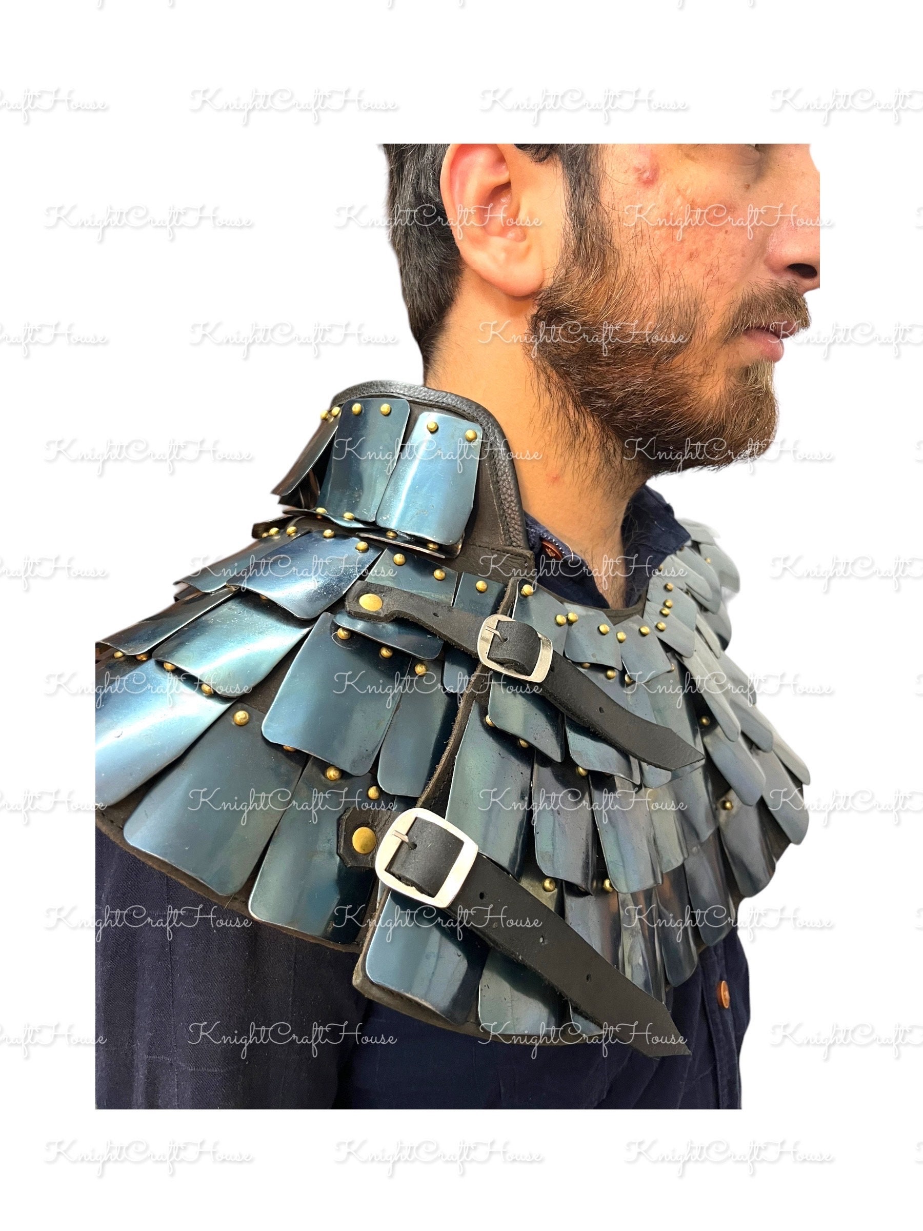 Medieval Blueing Steel Scale Aventail Armor Corset Necklace Halloween ...