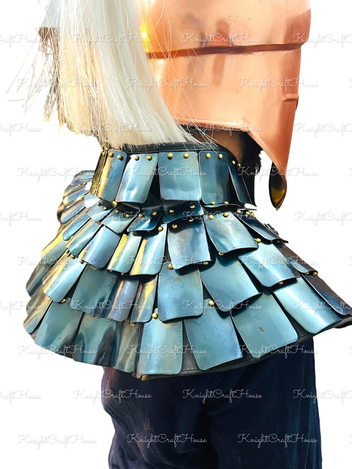 Medieval Blueing Steel Scale Aventail Armor Corset Necklace Halloween ...