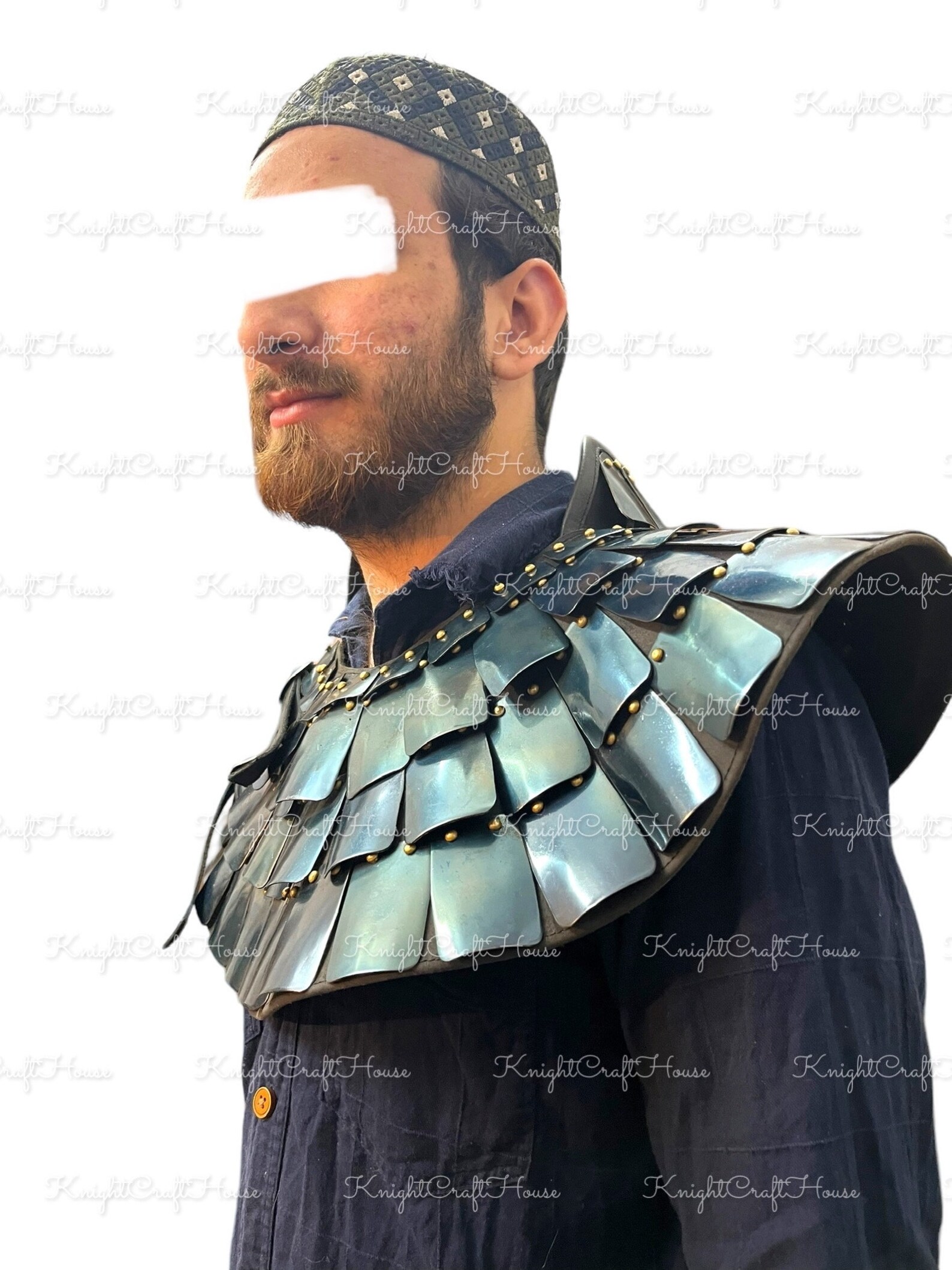 Medieval Blueing Steel Scale Aventail Armor Corset Necklace Halloween ...