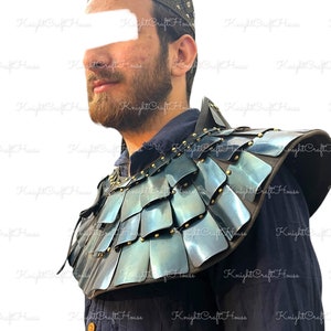 Medieval Blueing Steel Scale Aventail Armor Corset Necklace Halloween ...