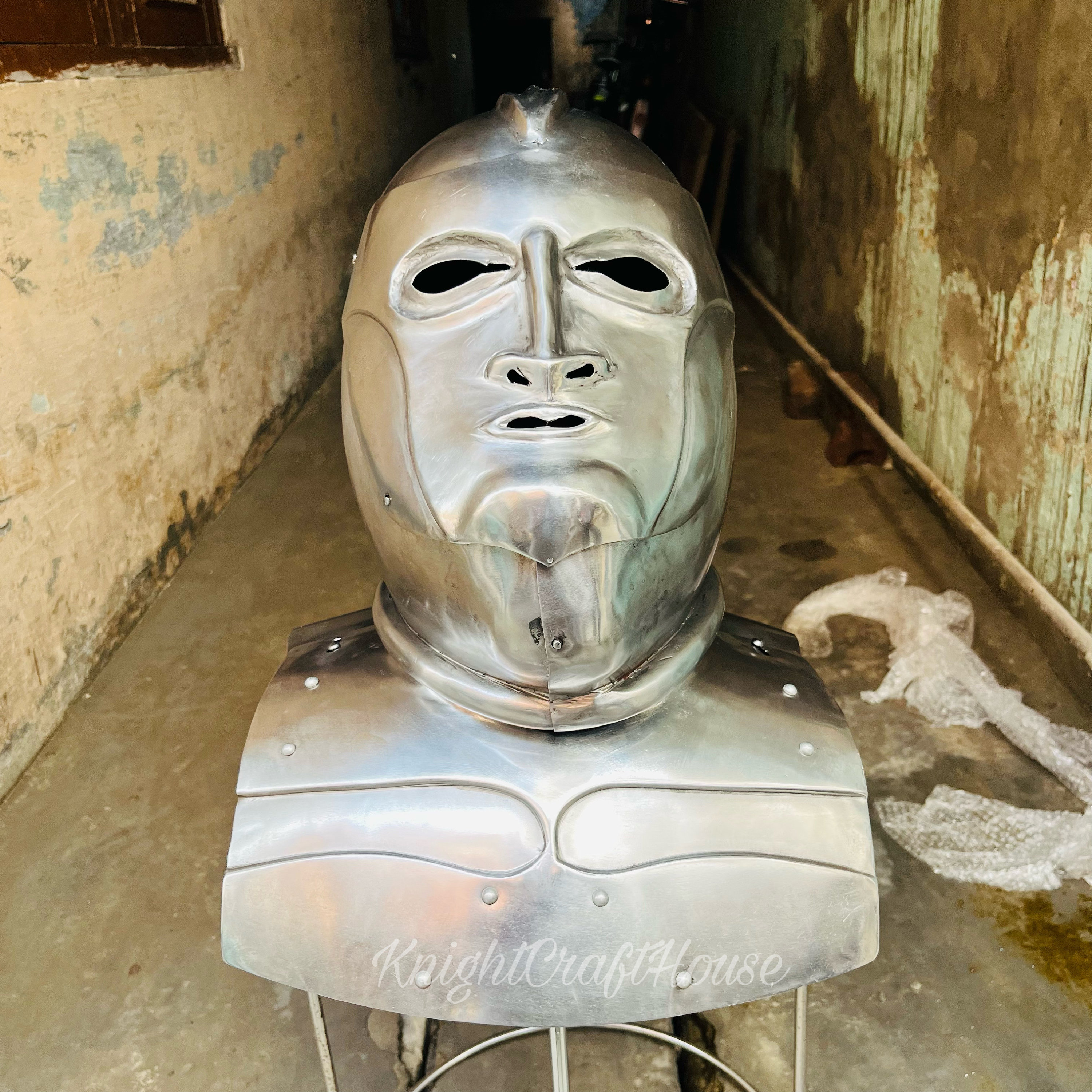 Medieval Helmet Steel Mask Helmet With Gorget medieval SCA LARP Armor ...