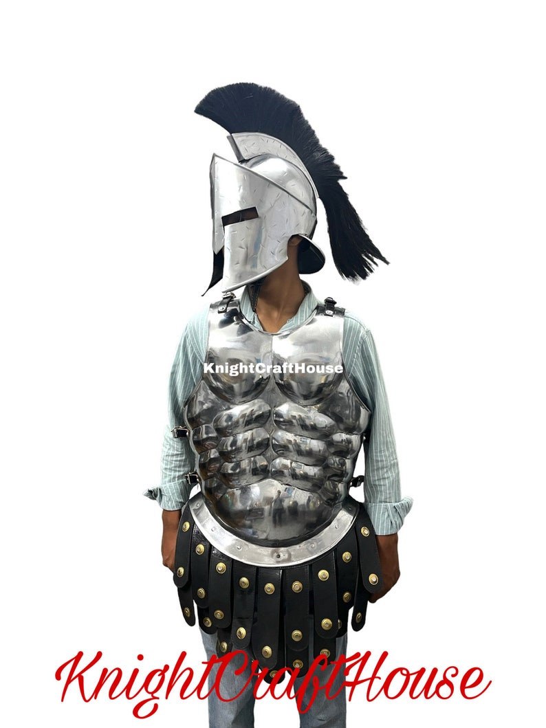 Spartan 300 Costume Medieval Roman Muscle Armor Cuirass With Helmet ...
