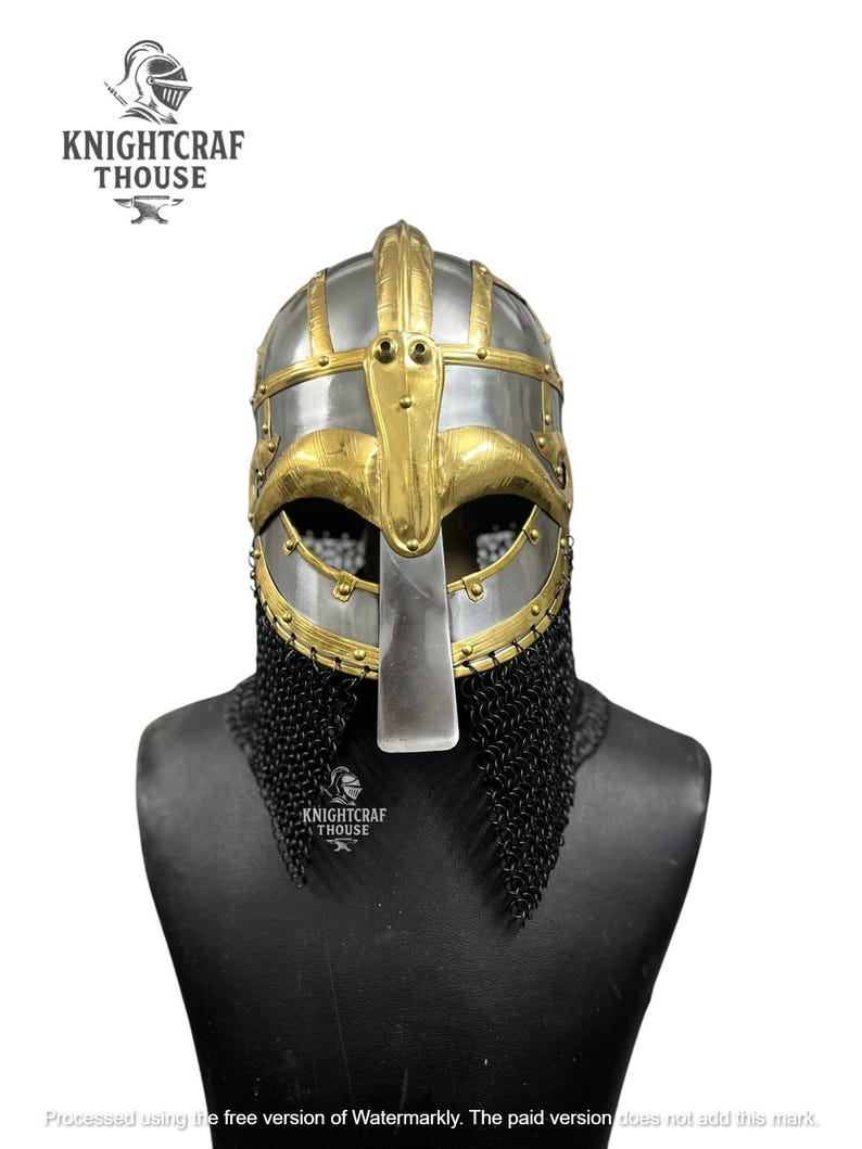 Hand-forged Viking Gjermundbu Helmet: Iron & Brass Medieval Armor - Etsy