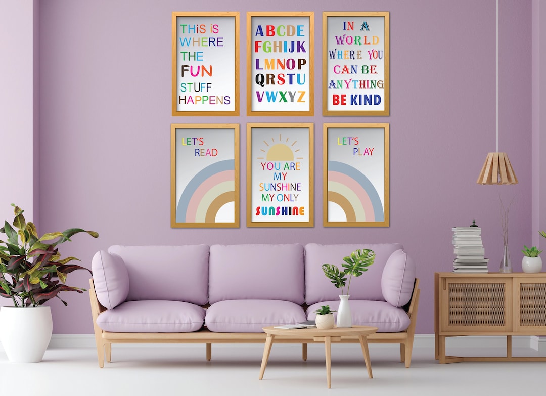 Playroom Art Set of Six, Playroom Poster, Playroom Decor, Daycare ...