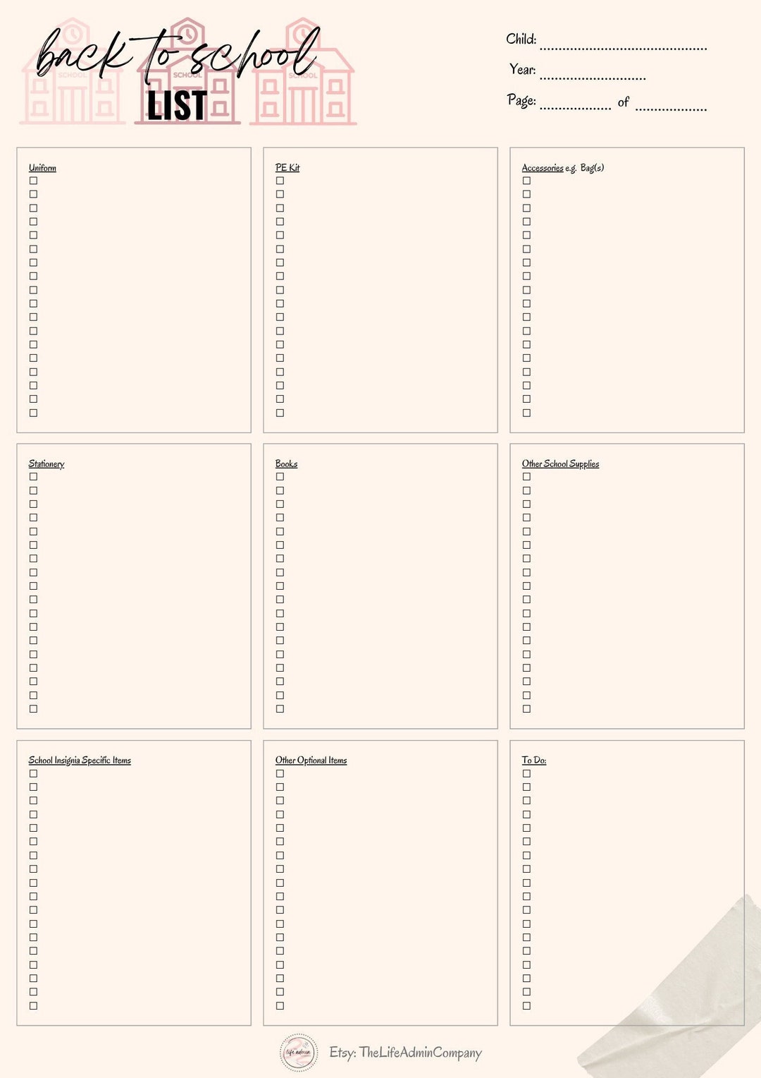 Back to School List, Organisation, Planner, Diary, School, College ...