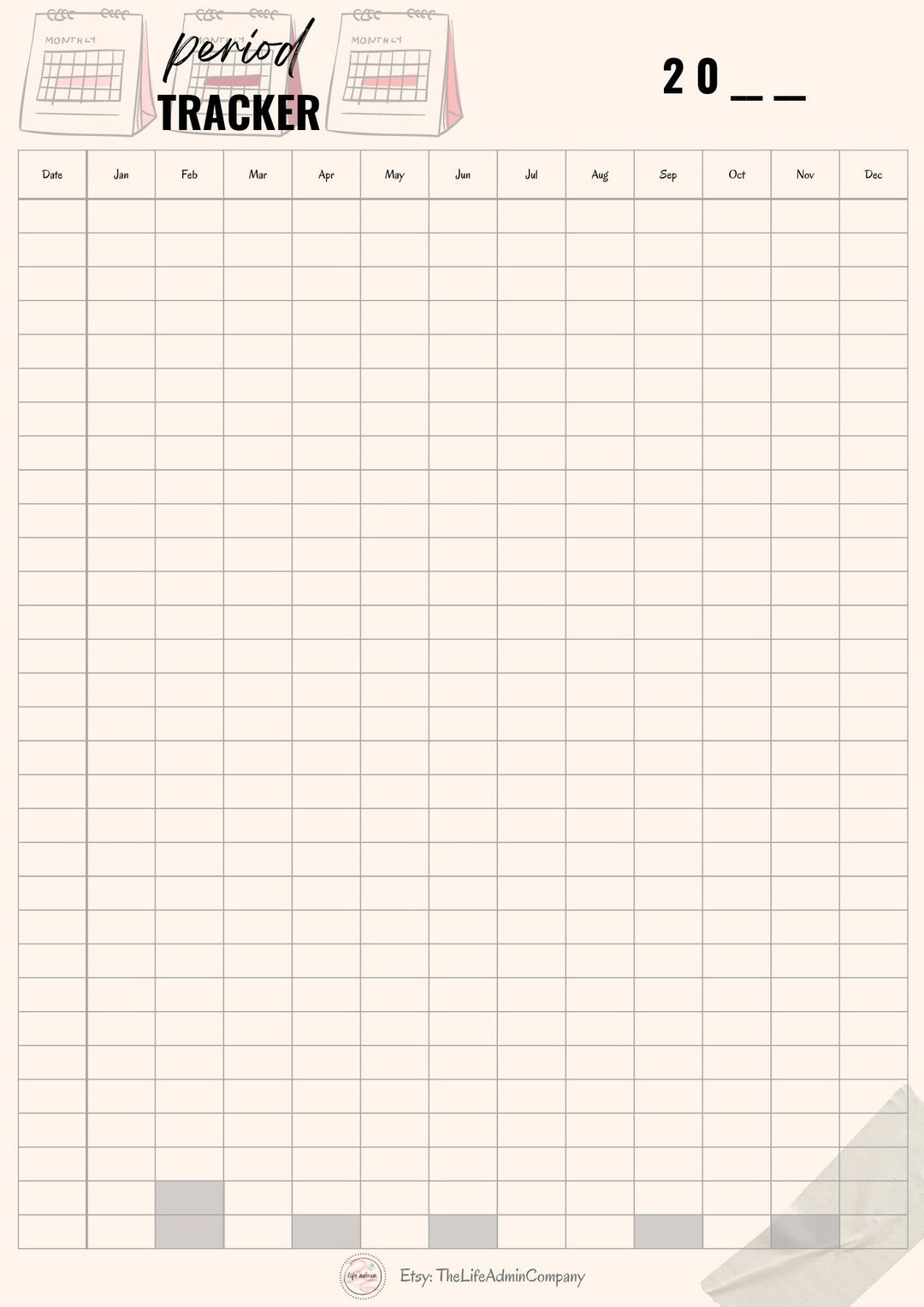 Period Tracker, Organisation, Planner, Diary, Health, Instant Printable ...