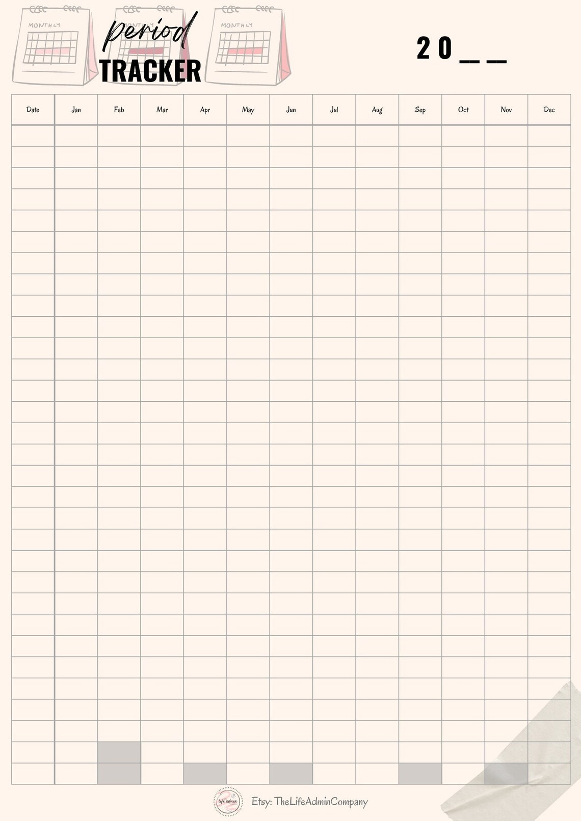 Period Tracker, Organisation, Planner, Diary, Health, Instant Printable ...