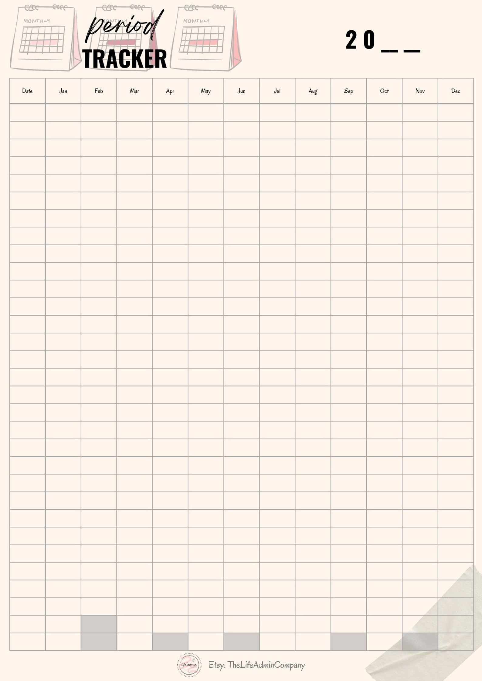 Period Tracker, Organisation, Planner, Diary, Health, Instant Printable ...