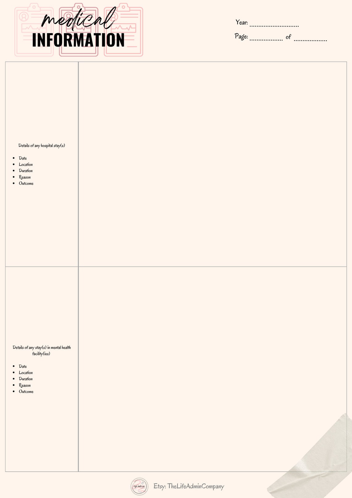 Medical Information, Organisation, Planner, Diary, Health, Instant ...