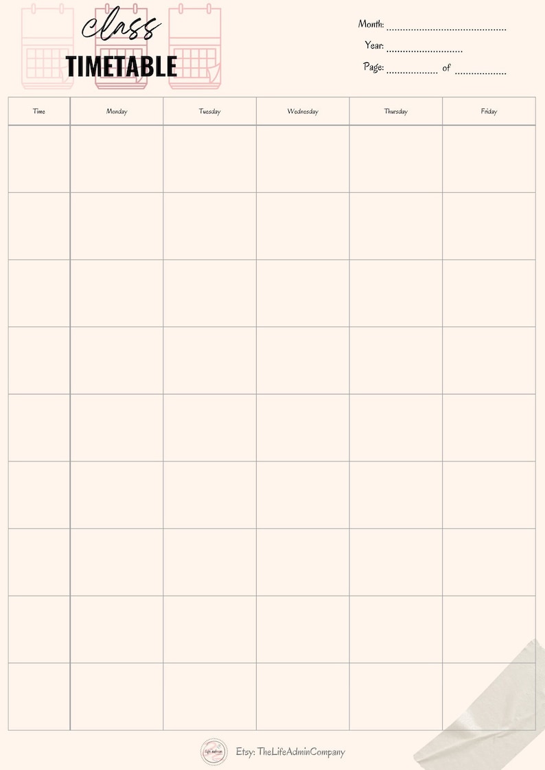 Class Timetable, Organisation, Planner, Diary, School, College ...