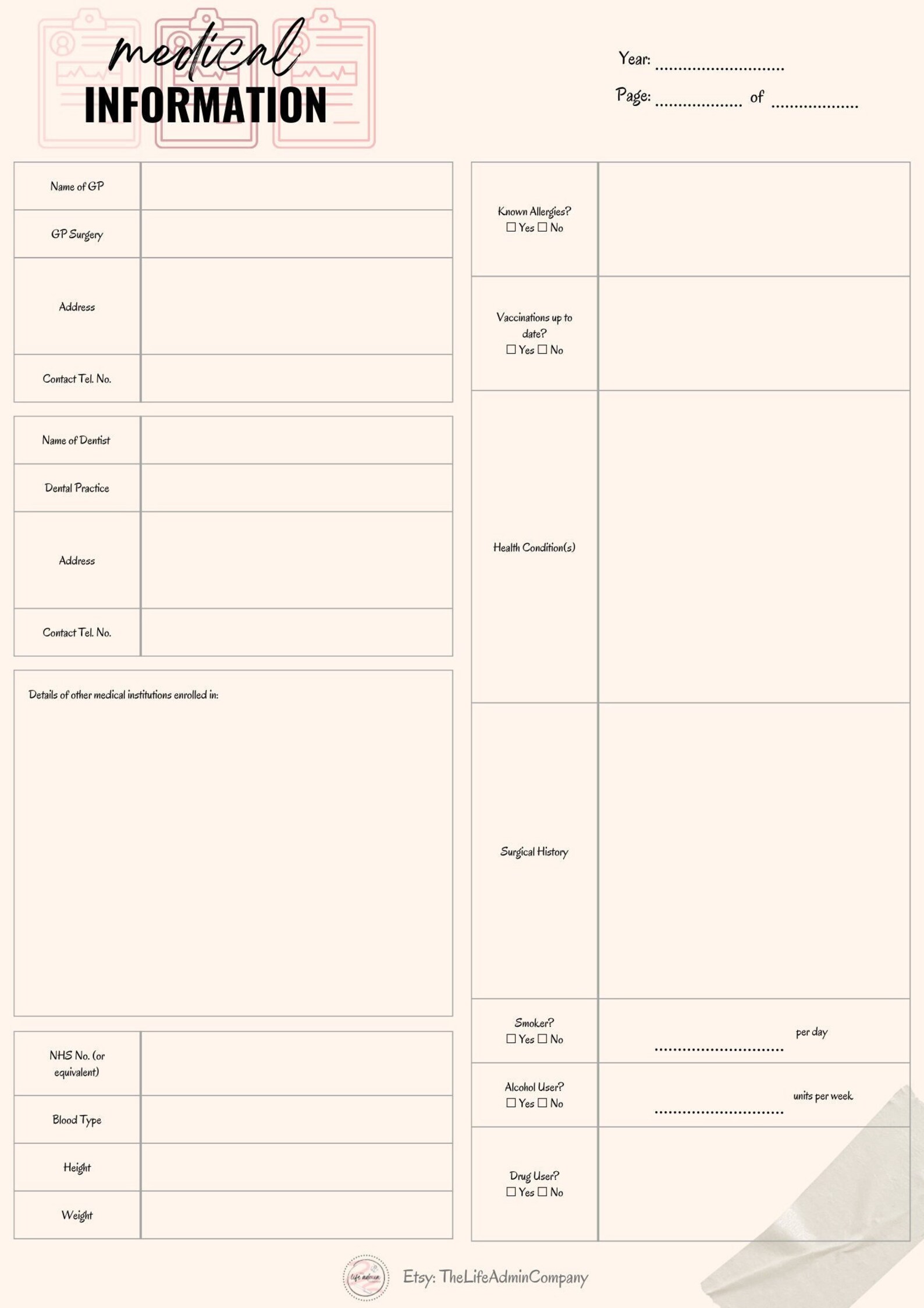 Medical Information, Organisation, Planner, Diary, Health, Instant ...