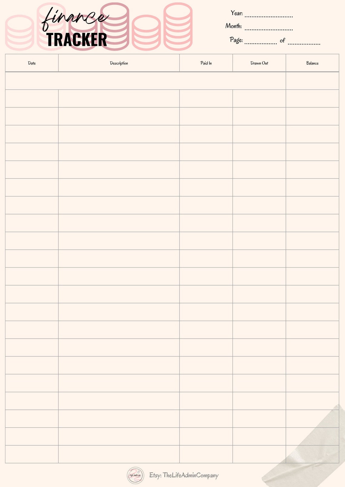 Finance Tracker, Organisation, Planner, Diary, Instant Printable ...