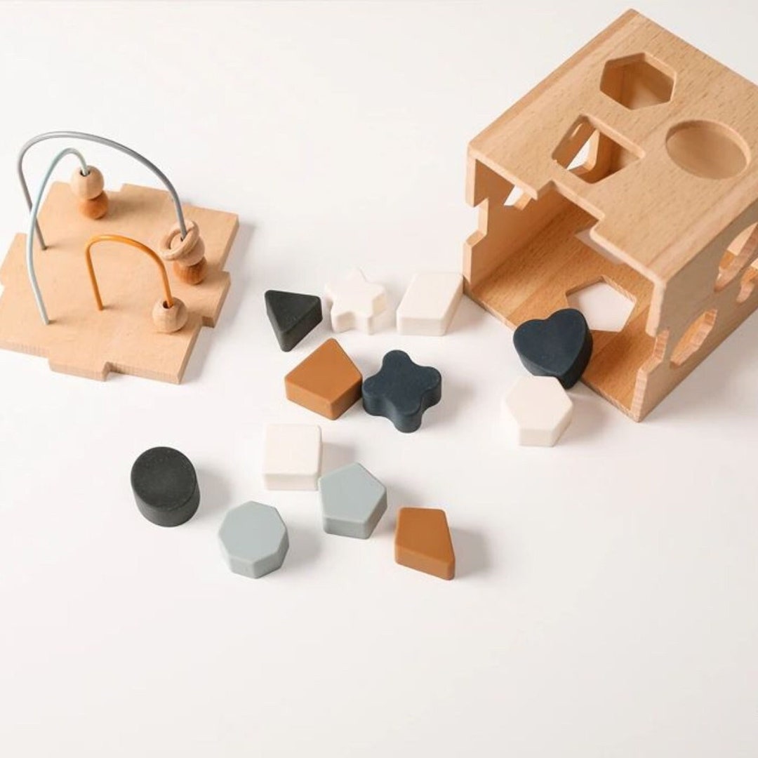 Wooden Shape Matching Activity Cube - Etsy