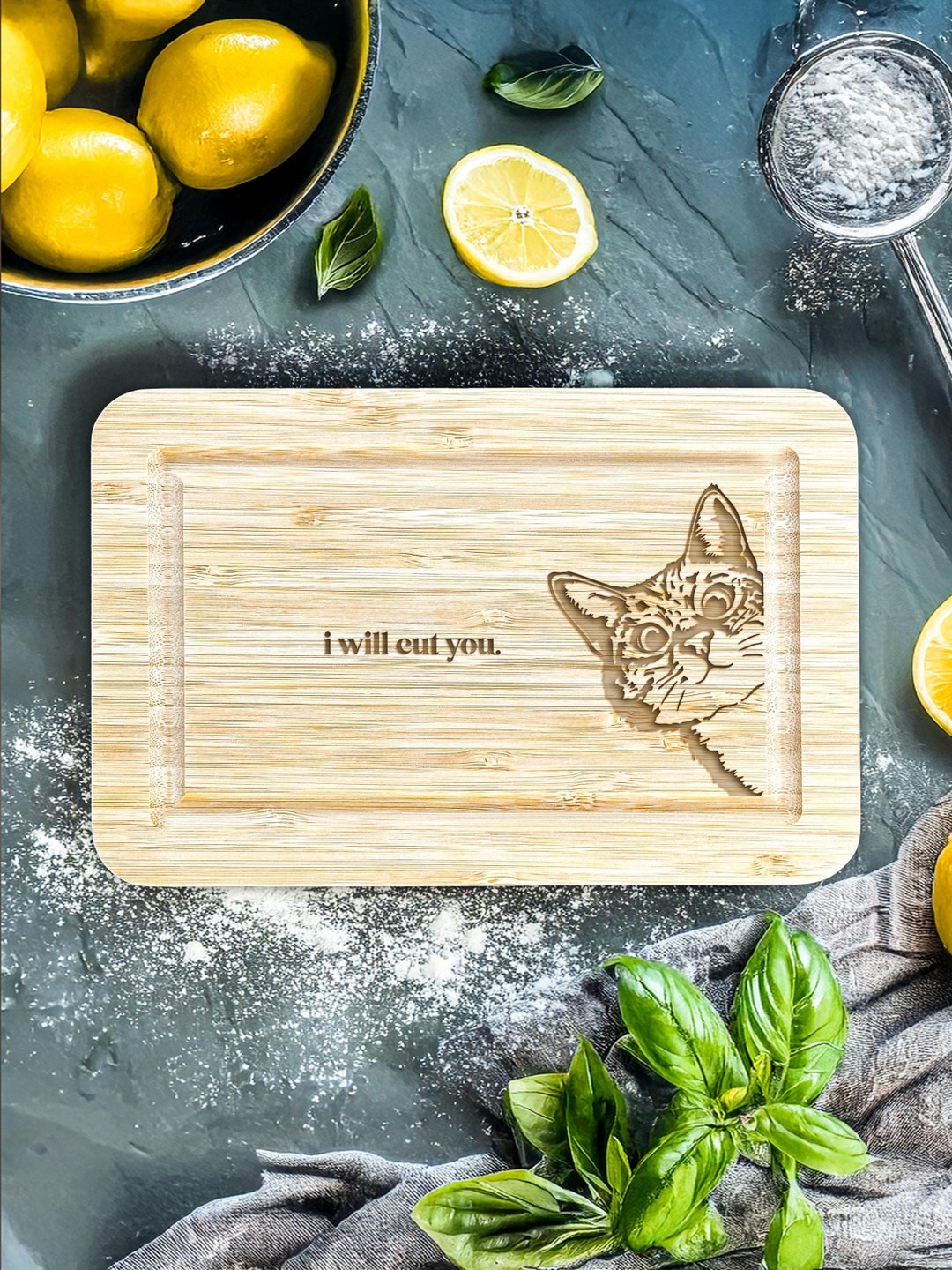 Funny Cat Chopping Board - Personalized Engraved Cutting Board, Unique ...